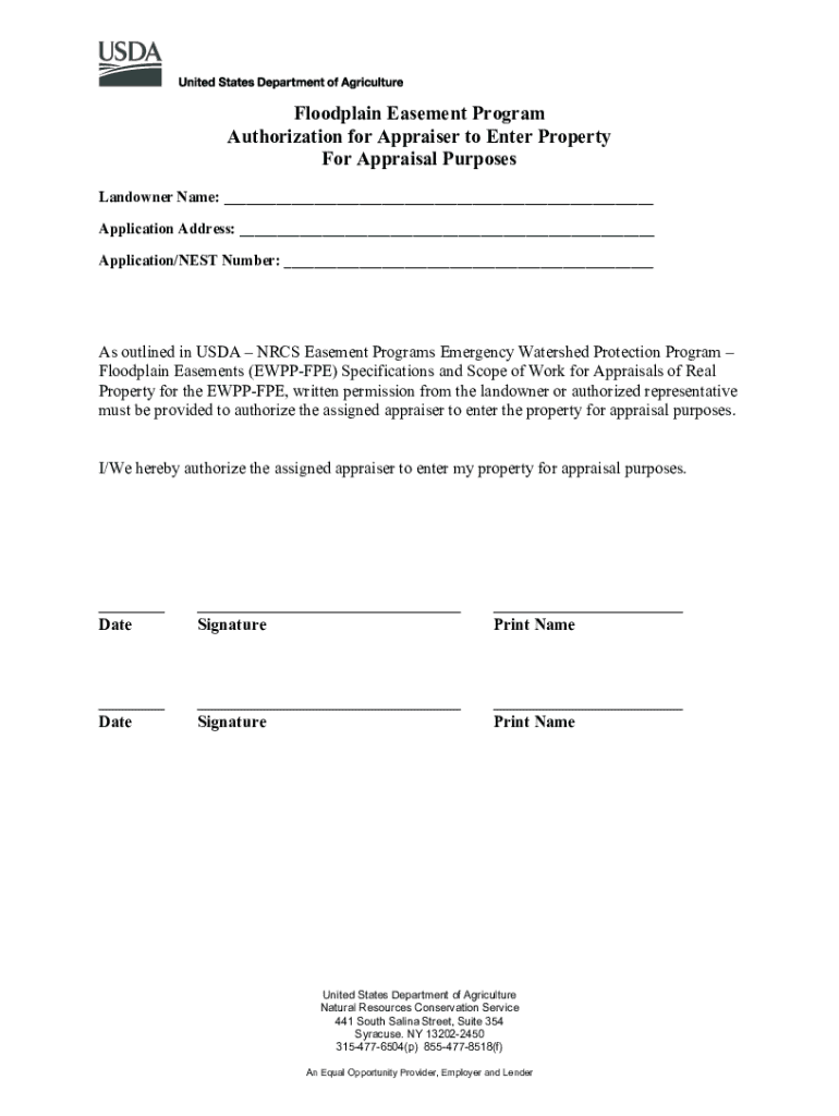 Fillable Online Landowner Permission for Appraiser to Enter Property ...