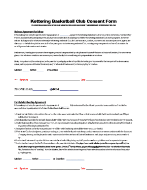 Fillable Online Kettering Basketball Club Consent Form Fax Email Print ...
