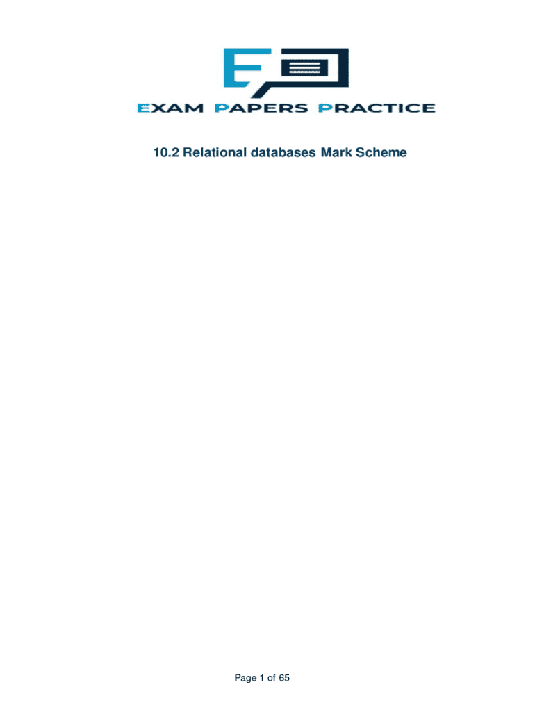 Fillable Online 10.2 Relational databases Mark Scheme Fax Email Print - pdfFiller