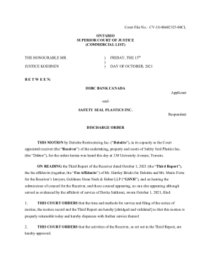 Fillable Online Discharge Order - Final Fax Email Print - pdfFiller