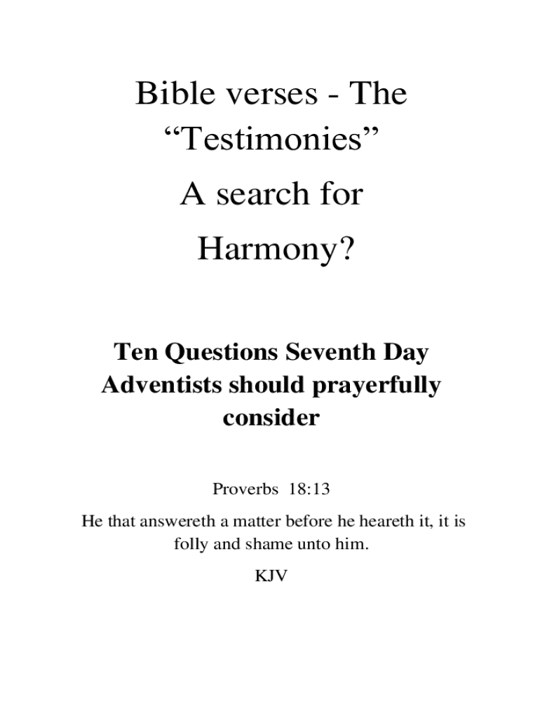 Fillable Online Bible verses - The Testimonies A search for Harmony ...