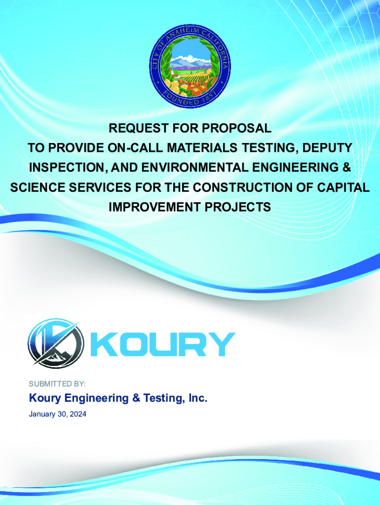 Fillable Online local anaheim REQUEST FOR PROPOSALS ON-CALL GEOTECHNICAL ... Fax Email Print ...