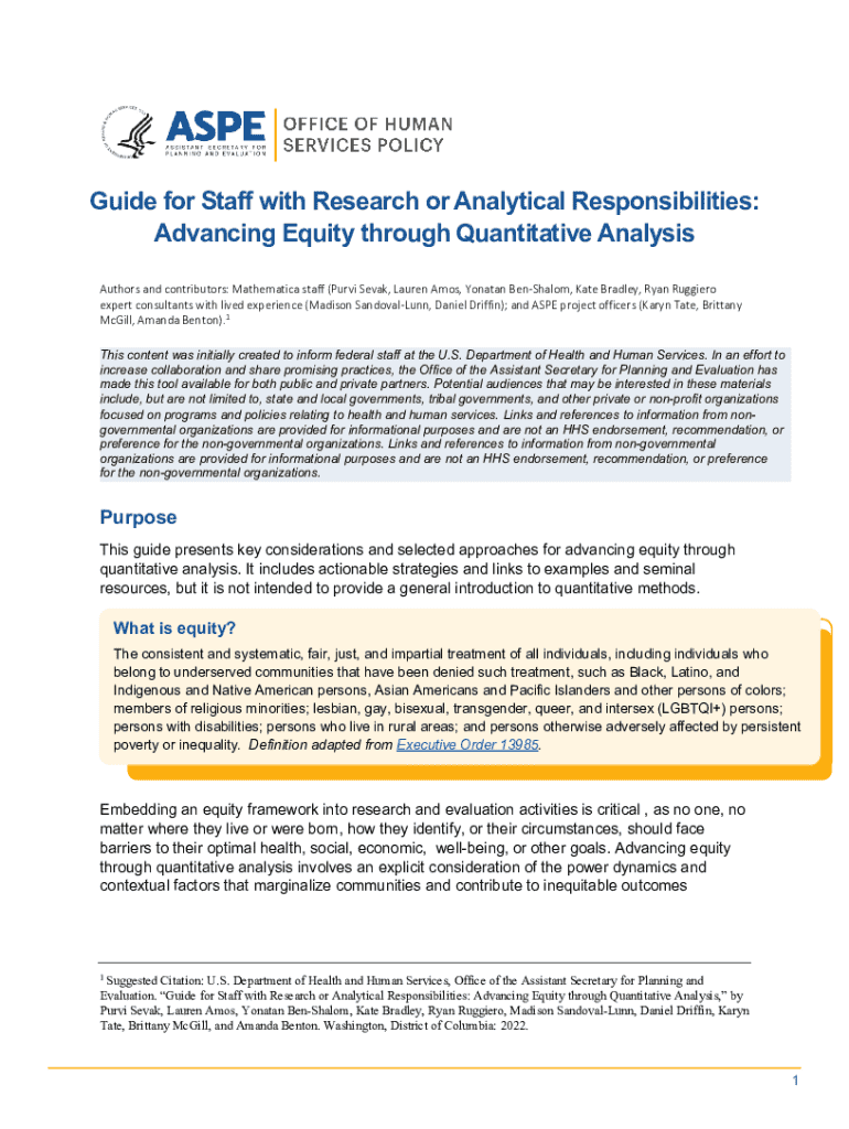 Fillable Online aspe hhs Guide for Staff with Research or Analytical ...