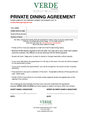 Fillable Online Restaurant Event Contract Template - Fill Online ...