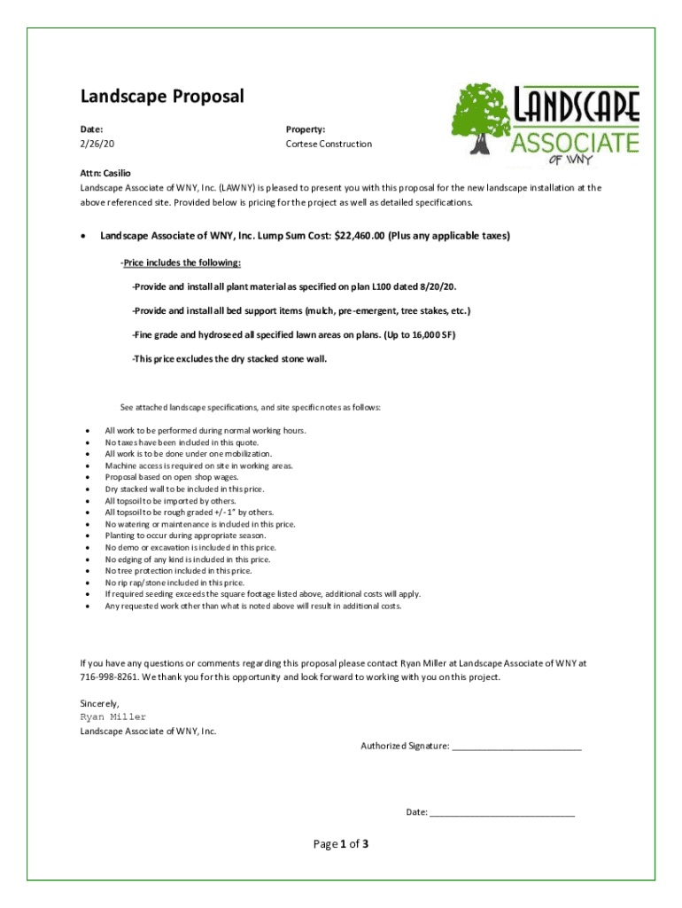 Fillable Online Landscape Proposal Fax Email Print - pdfFiller