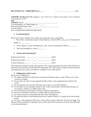 Fillable Online BOAT RENTAL AGREEMENT no." ... Fax Email Print - pdfFiller