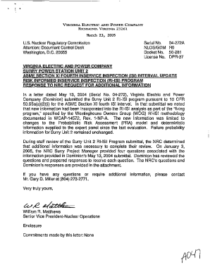 Fillable Online Virginia Electric and Power Company Surry Power Station ...