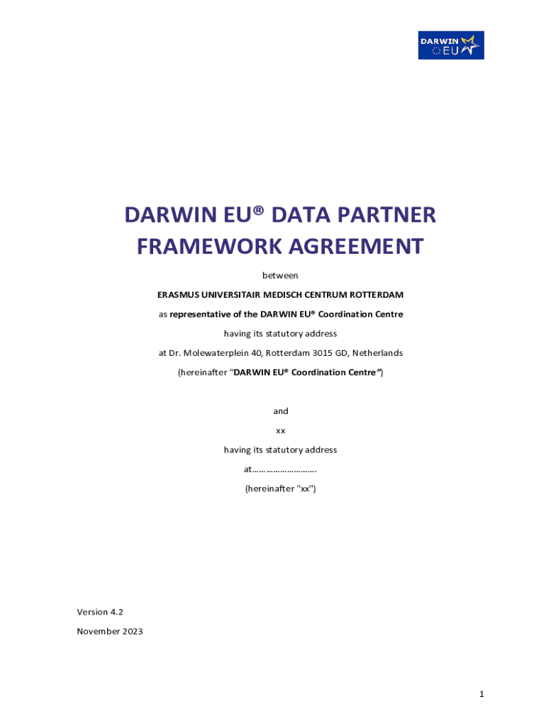 Fillable Online DARWIN EU Data Use Agreement/DP Framework Agreementfor DP230723 Fax Email Print ...