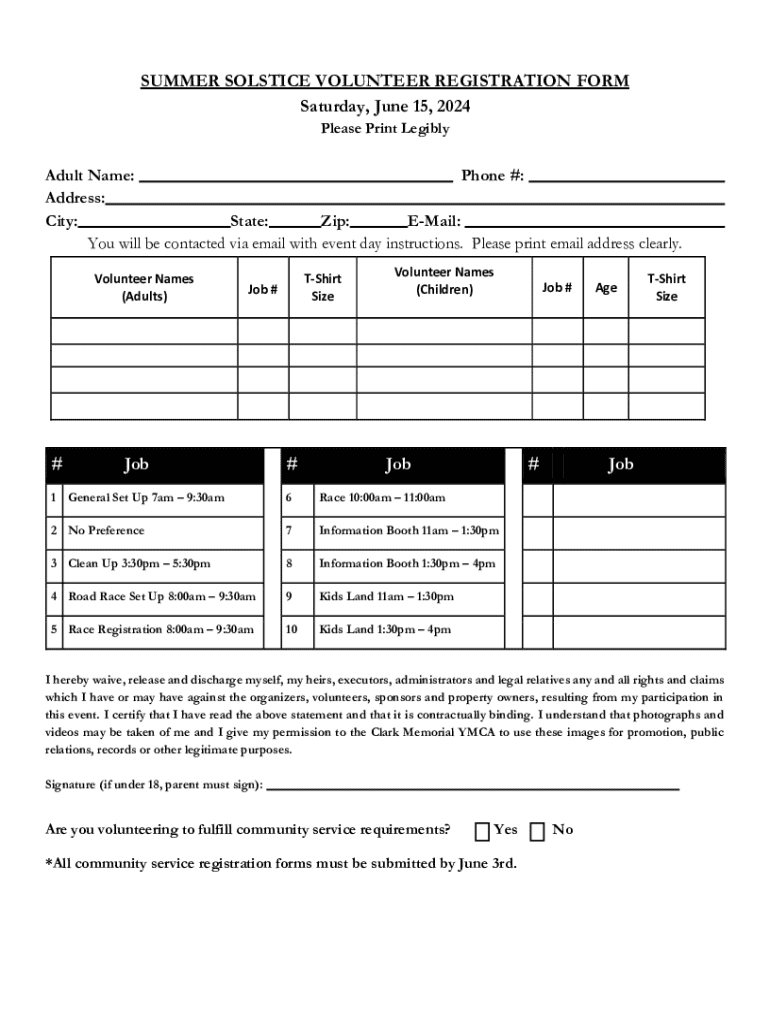 Fillable Online Summer Solstice and Wooden Boat Festival signup sheet Fax Email Print - pdfFiller
