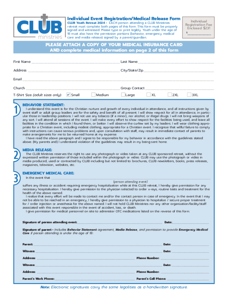 Fillable Online Individual Event Registration/Medical Release Form Fax Email Print - pdfFiller