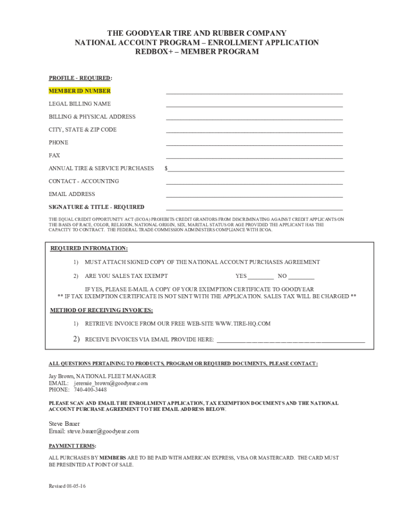 Fillable Online IT PAYS TO USE YOUR GOODYEAR NATIONAL ACCOUNT Fax Email ...