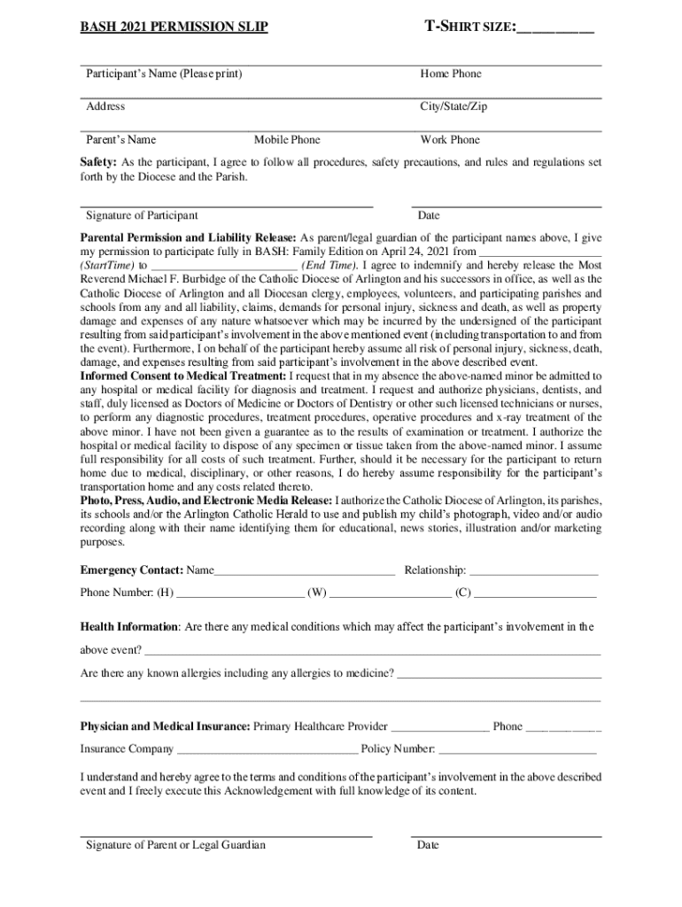 Fillable Online Parental Permission and Liability Release: As parent/legal guardian of the ...
