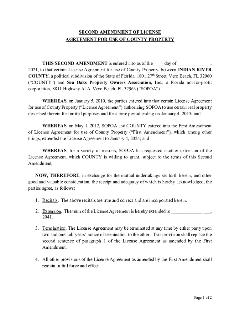 Fillable Online 4.2 Amendment No. 2 to the Recreational Use License ...