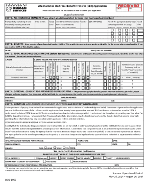 Fillable Online humanservices arkansas Summer EBT Benefit Application ...