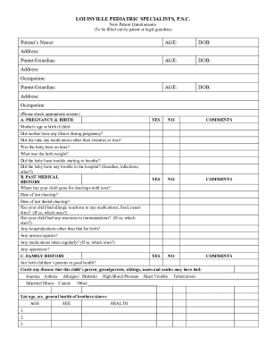 Fillable Online Patient's Name: AGE: DOB: Address: Parent/Guardian Fax ...