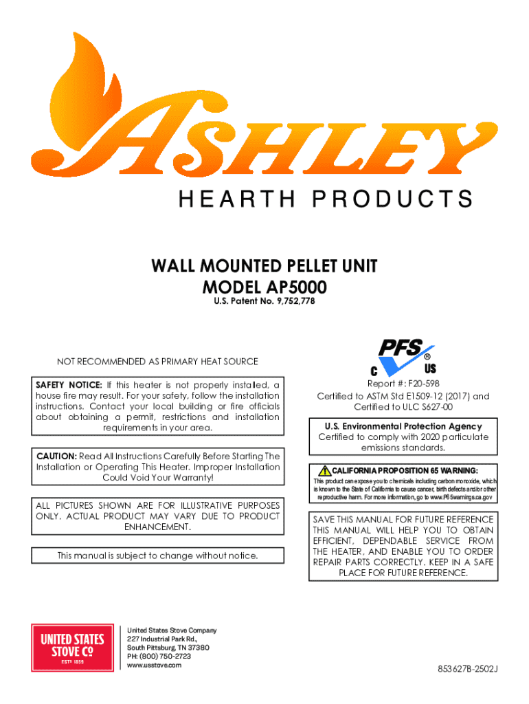 Remplissable En Ligne Ashley Hearth Products AP5000 1000 Sq Ft Wall ...