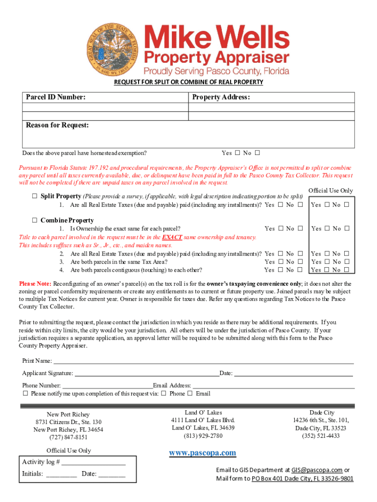 Fillable Online request to combine residential condominium/cooperative ... Fax Email Print ...