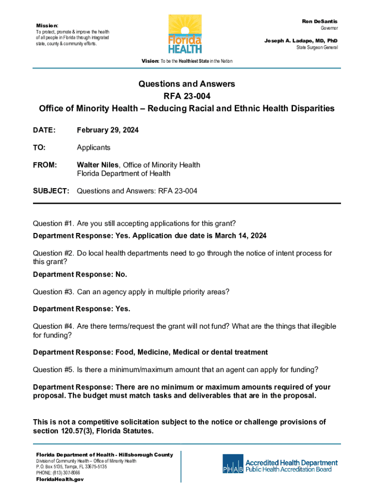 Fillable Online Florida Surgeon General to campaign with Gov. Ron ...