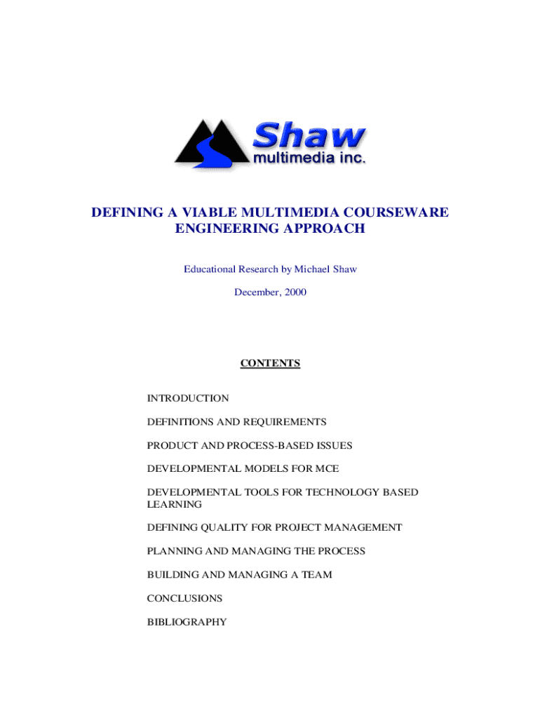 Fillable Online DEFINING A VIABLE MULTIMEDIA COURSEWARE ENGINEERING ...
