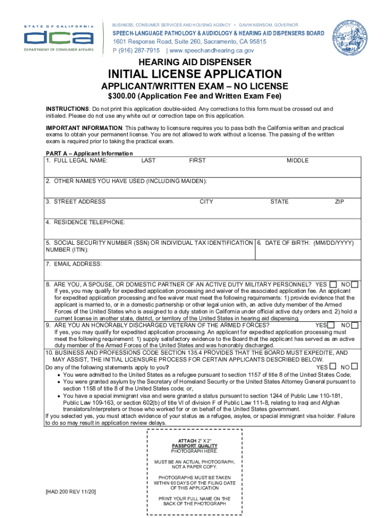 Fillable Online Application Checklist and Application for Hearing Aid ...