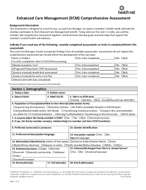 Fillable Online Enhanced Care Management (ECM) Comprehensive Assessment ...