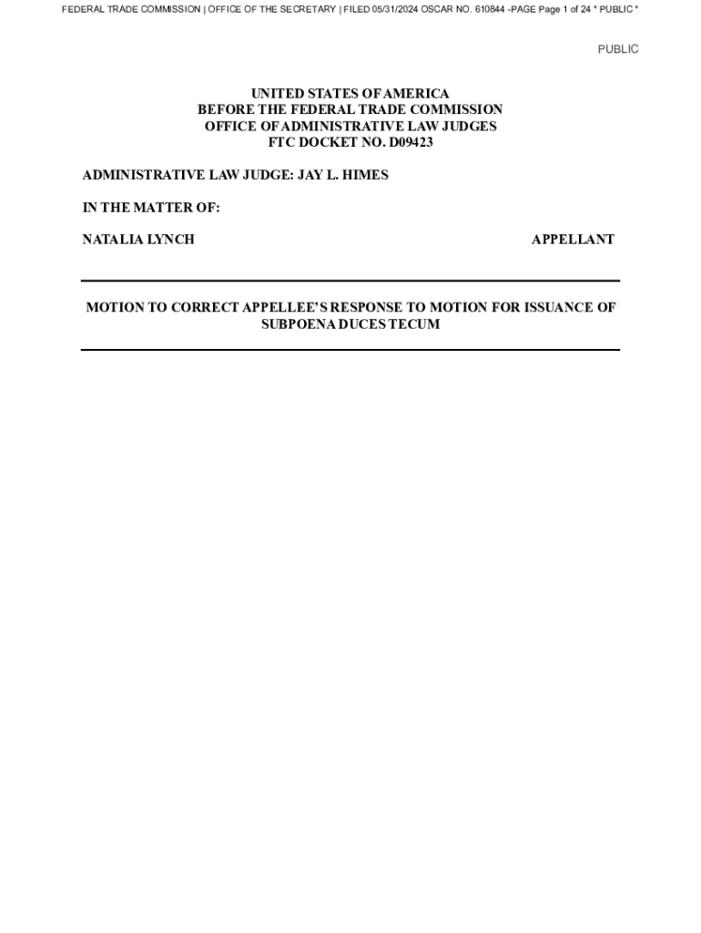 Fillable Online Unopposed Motion for Extension of Time for H Mart ... Fax Email Print - pdfFiller