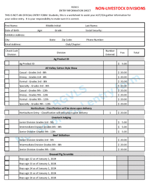 Fillable Online Rio Grande Valley Livestock Show ENTRY FORMS Fax Email ...