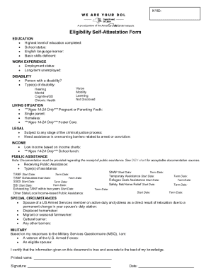 Fillable Online Eligibility Self-Attestation Form Fax Email Print ...
