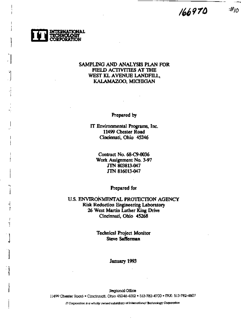 Fillable Online SAMPLING & ANALYSIS PLAN FOR FIELD ACTIVITIES Fax Email ...