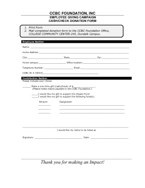 Fillable Online Employee Giving Campaign - Cash Form Fax Email Print ...