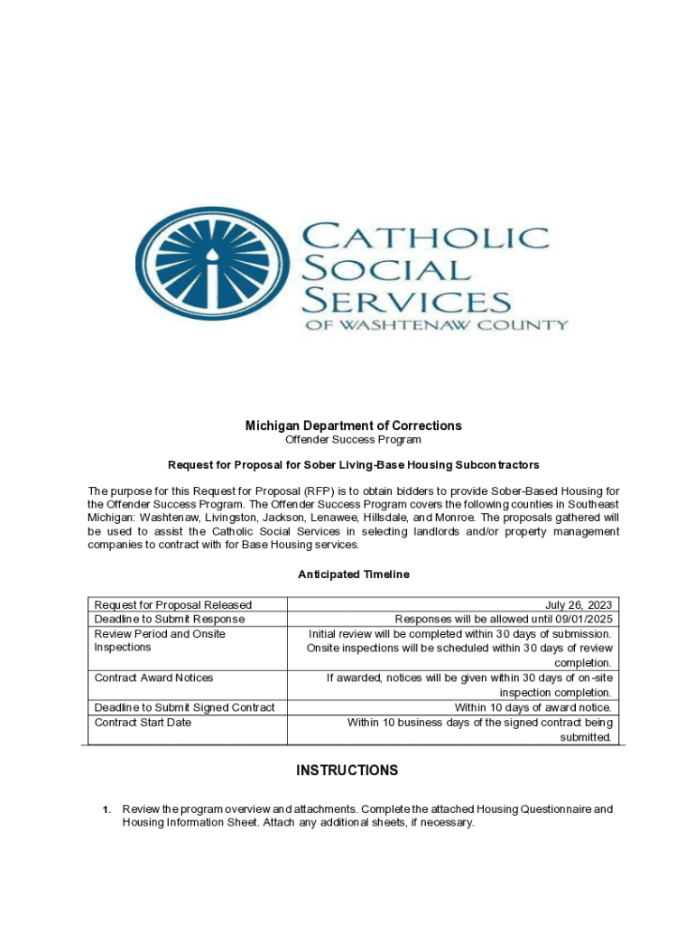 Fillable Online Sober-Living Transitional Housing RFP. Request for Information Fax Email Print ...