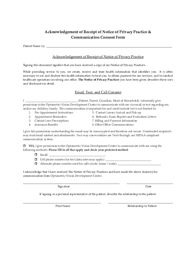 Fillable Online hipaa-acknowledgement-of-receipt-and-notice-of-privacy ...