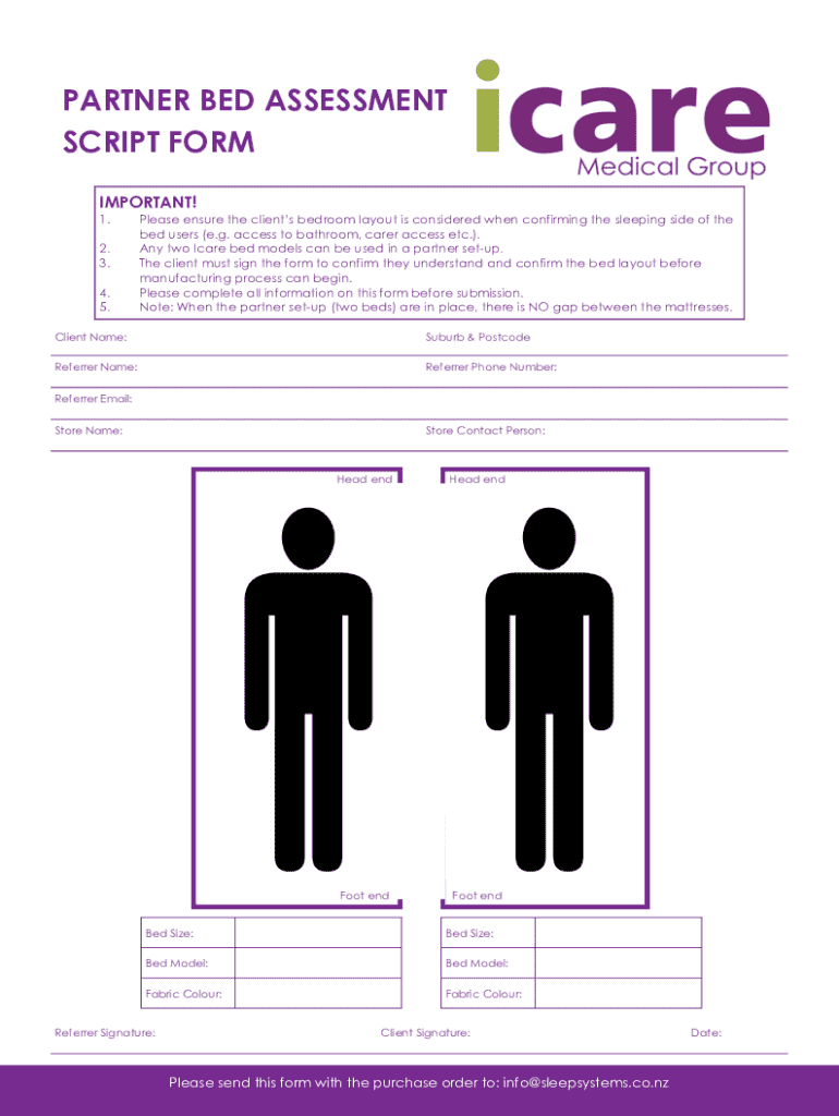 Fillable Online Icare-NZ-Partner-Beds-Script-Form.pdf Fax Email Print ...
