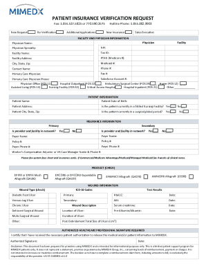 Fillable Online PATIENT INSURANCE VERIFICATION REQUEST Fax Email Print ...