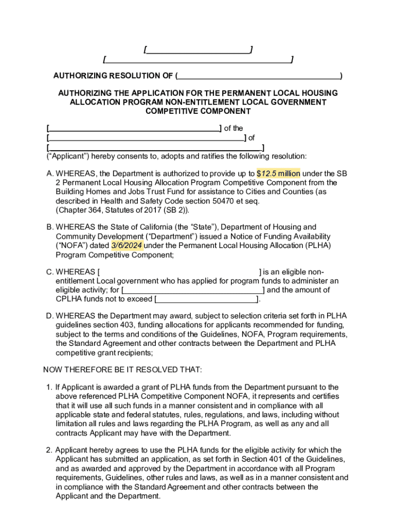 Fillable Online Resolution template for non-entitlement Local ...