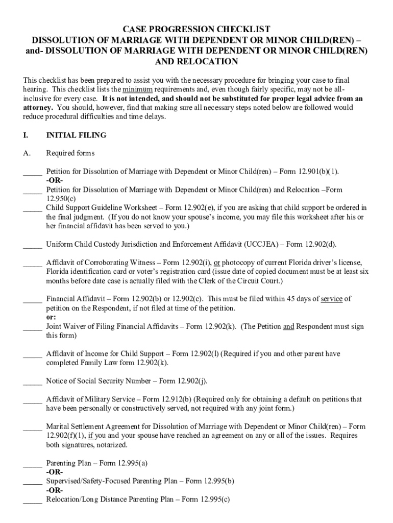 Fillable Online Dissolution of Marriage Petition with Child Checklist Fax Email Print - pdfFiller