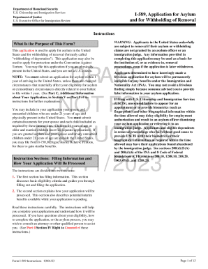 Fillable Online Form I-589, Instructions for Application for Asylum and ...