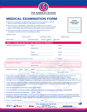 Fillable Online REQUIRED Medical Health Examination Form, Due June ...
