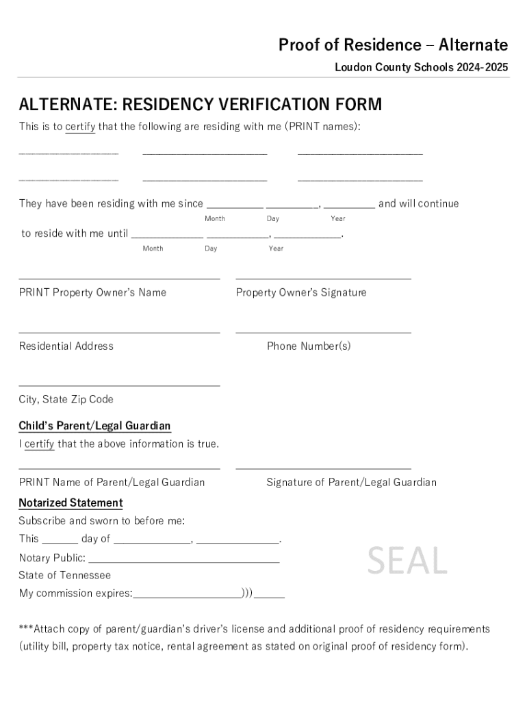 Fillable Online To Be Completed By School Personnel Proof of Residency ...