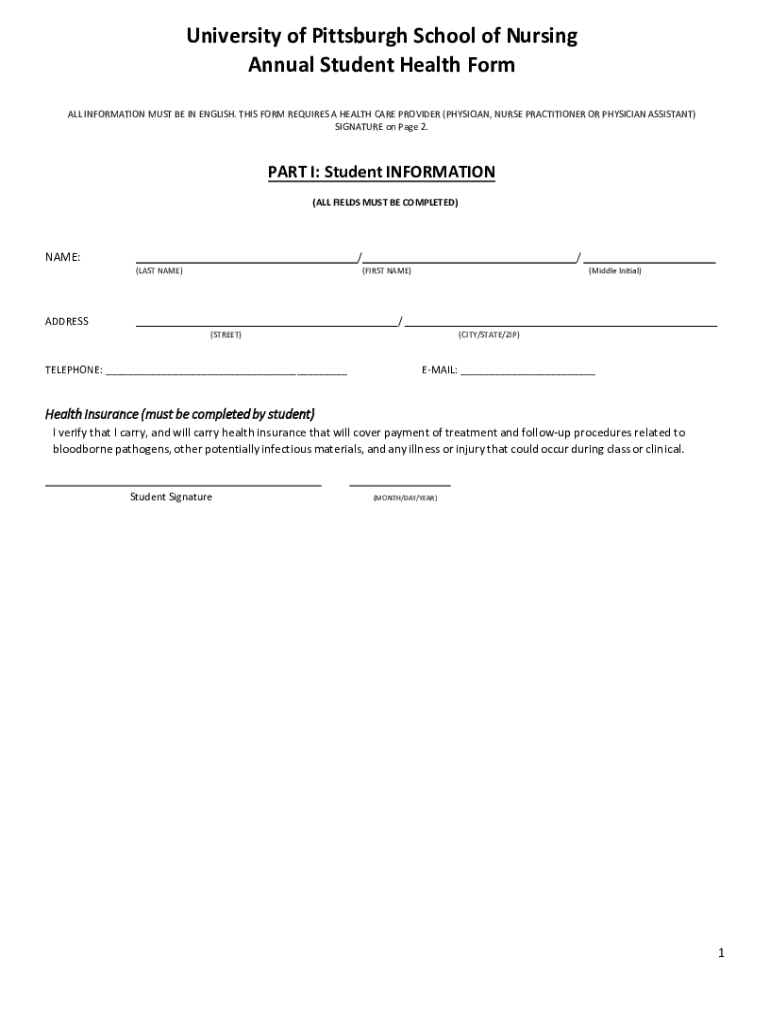 Fillable Online University of Pittsburgh School of Nursing Annual ...