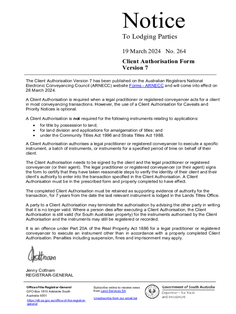 Fillable Online NTLP 264 Client Authorisation Form Version 7. NTLP 264 ...