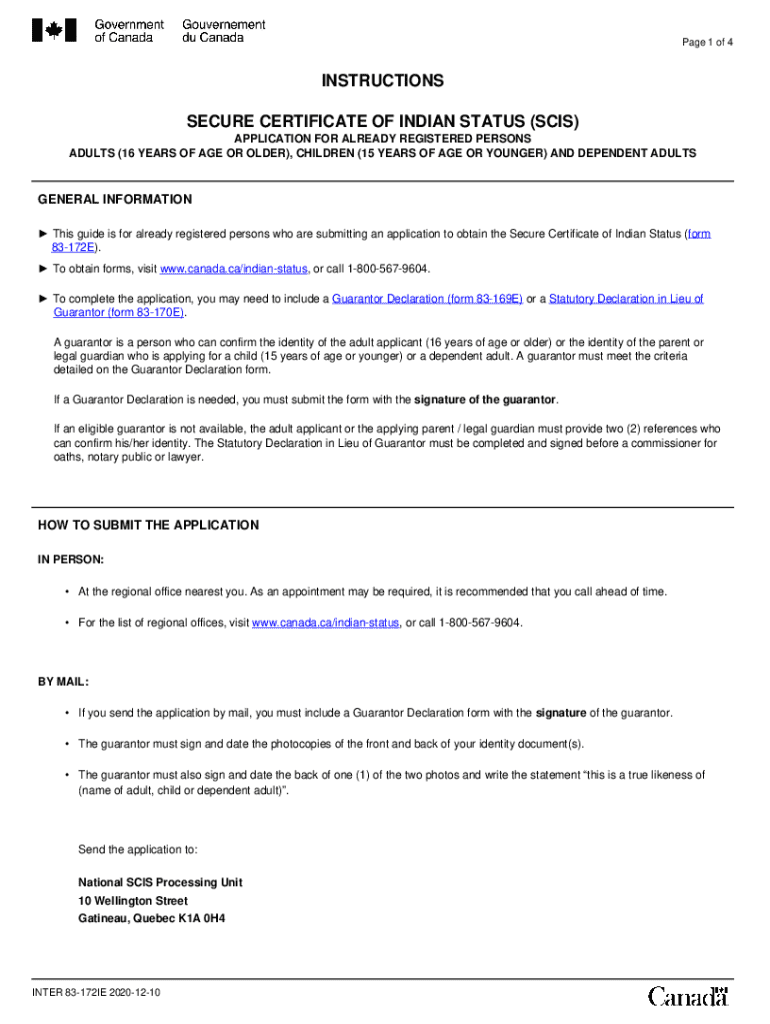 Fillable Online Secure-Certificate-of-Indian-Status-SCIS-Adult-Application- ... Fax Email Print ...