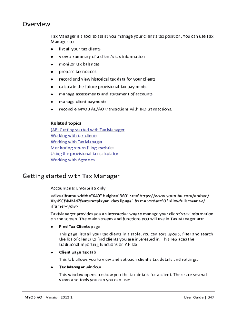 Fillable Online Tax Manager Job Description Template Fax Email Print ...