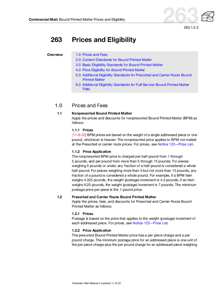 Fillable Online DMM Cover Page for 260 Bound Printed Matter ... Fax ...