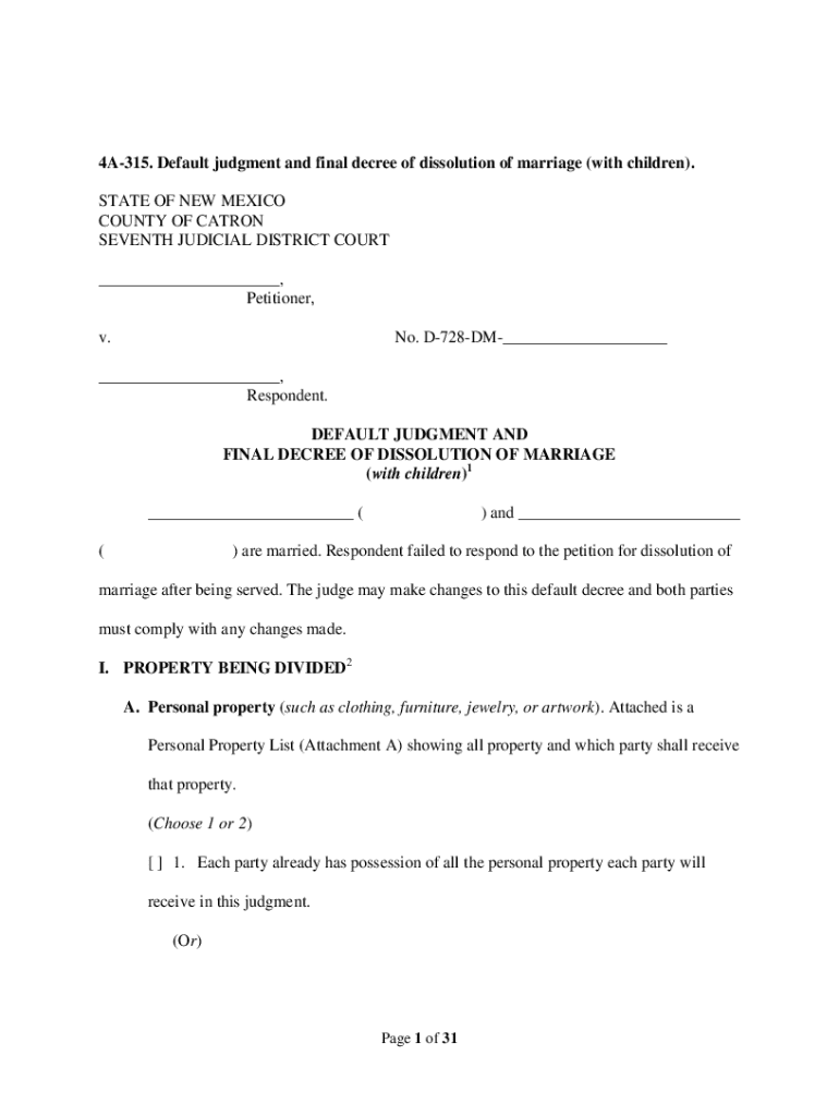 Fillable Online 4A-313. Application for default judgment and final ...