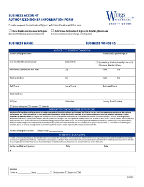 Fillable Online Authorized Signer Information Form Fax Email Print ...