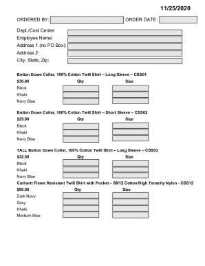 Fillable Online Replacement Clothing Request Fax Email Print - pdfFiller
