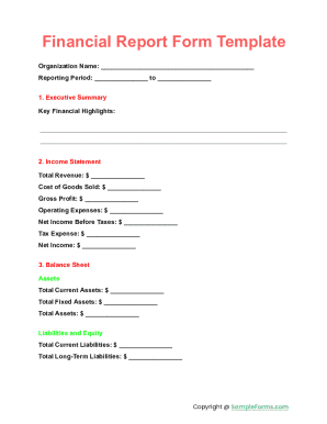 Fillable Online Financial Report Form Template Fax Email Print - pdfFiller
