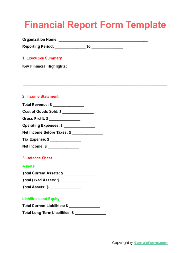 Fillable Online Financial Report Form Template Fax Email Print - pdfFiller