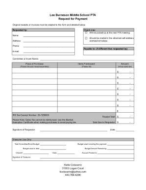 Fillable Online 21-22LBMS PTA Treasurer Forms - Blank Fax Email Print ...